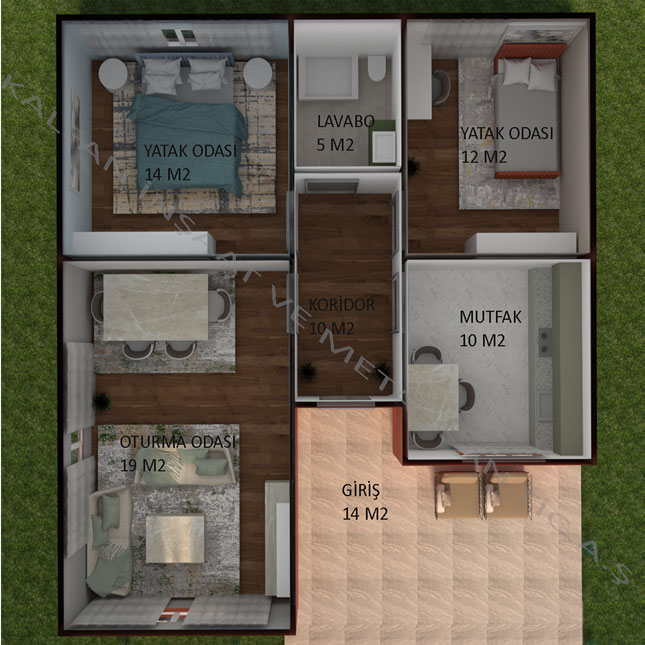 KLF-18 84 m2 / Prefabrik Ev – Kalfan İnşaat